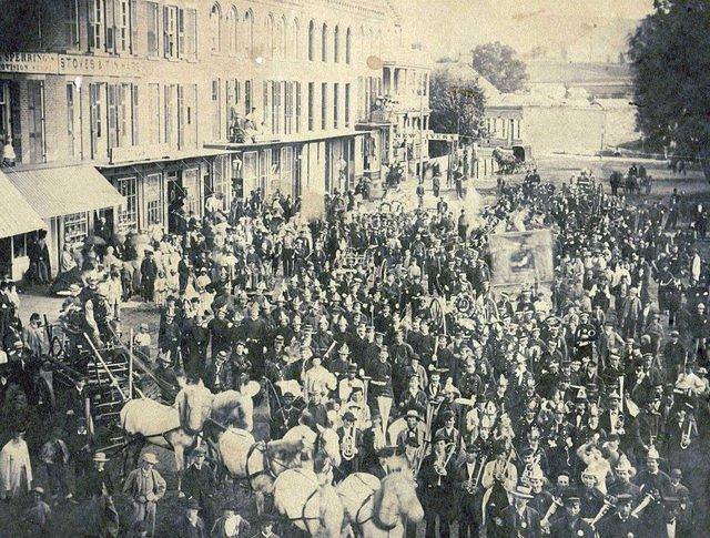 1866 Photo Of A Public Square Gathering Of The Various Fire Companies 1866-photo-of-a-public-square-gathering-of-the-various-fire-companies